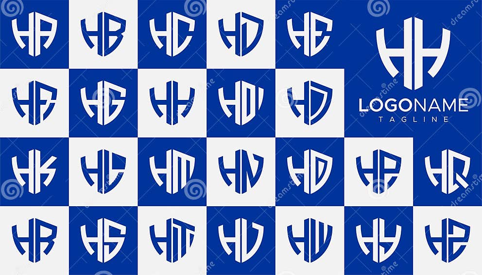 Set of Shield H Letter Logo Design Vector. Simple Security H Logo ...