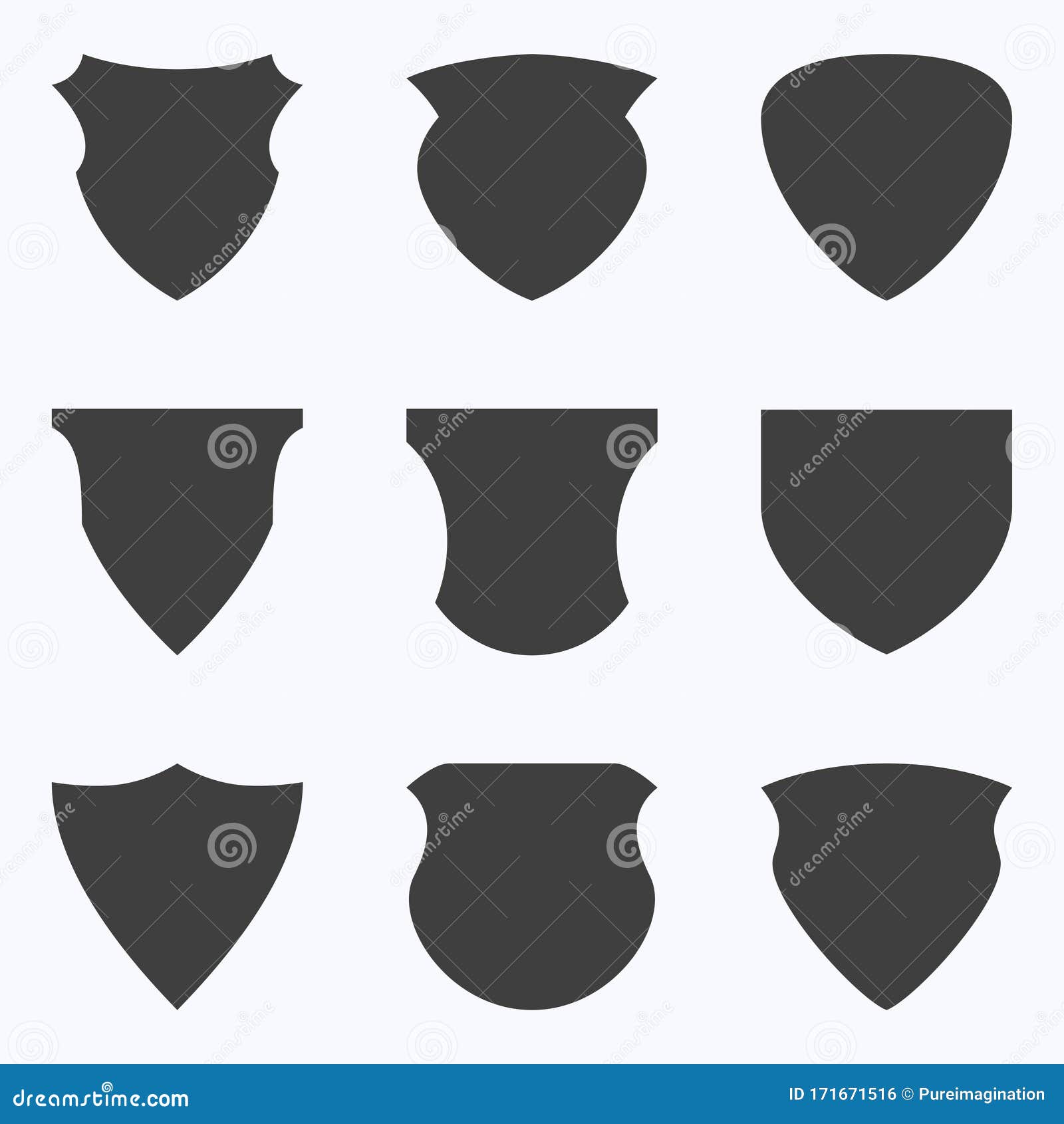 Set of Shield Icon on White Background Stock Vector - Illustration of ...