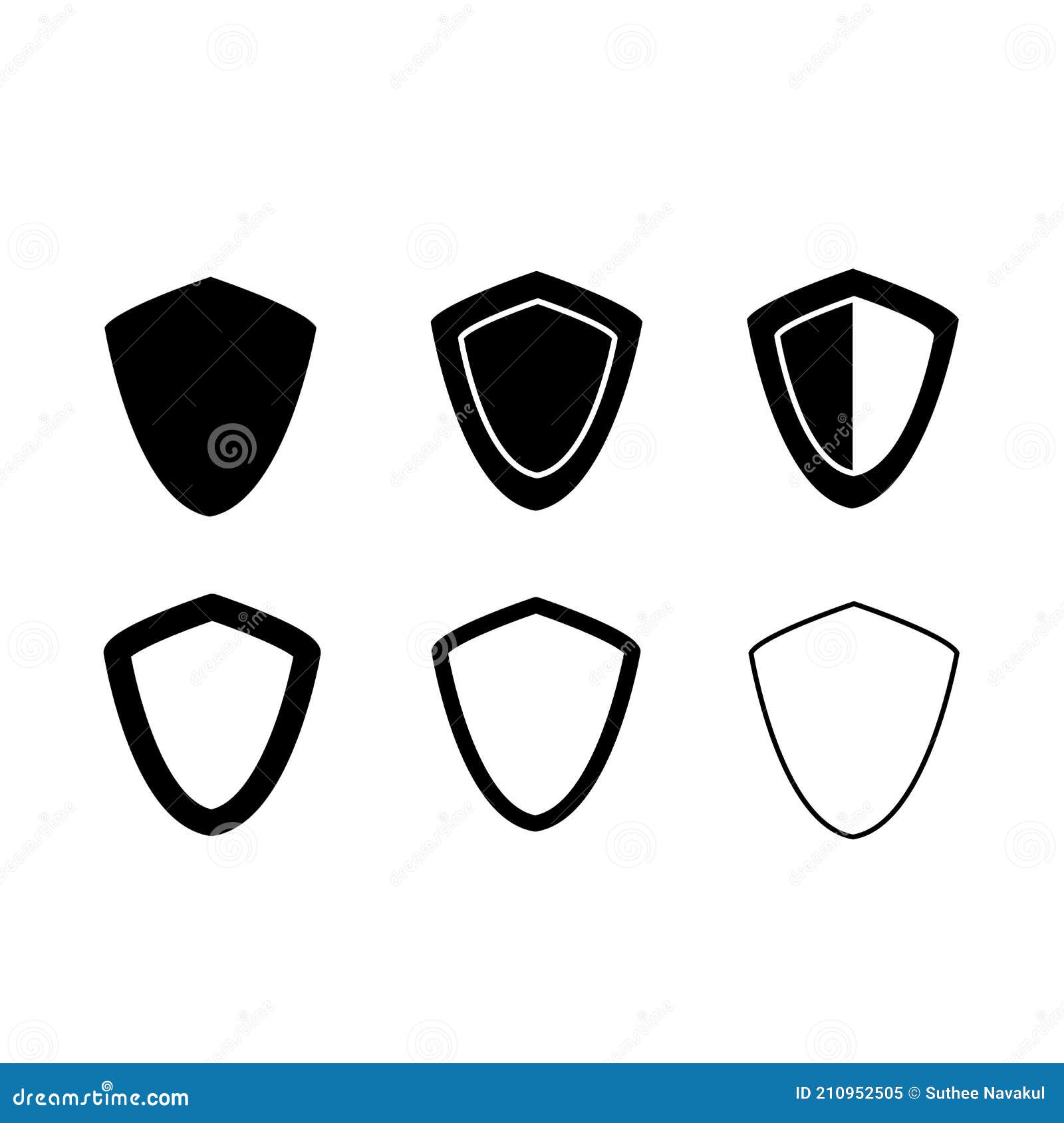 Set Shield Icon on White Background. Shield or Protection Concept. Flat ...
