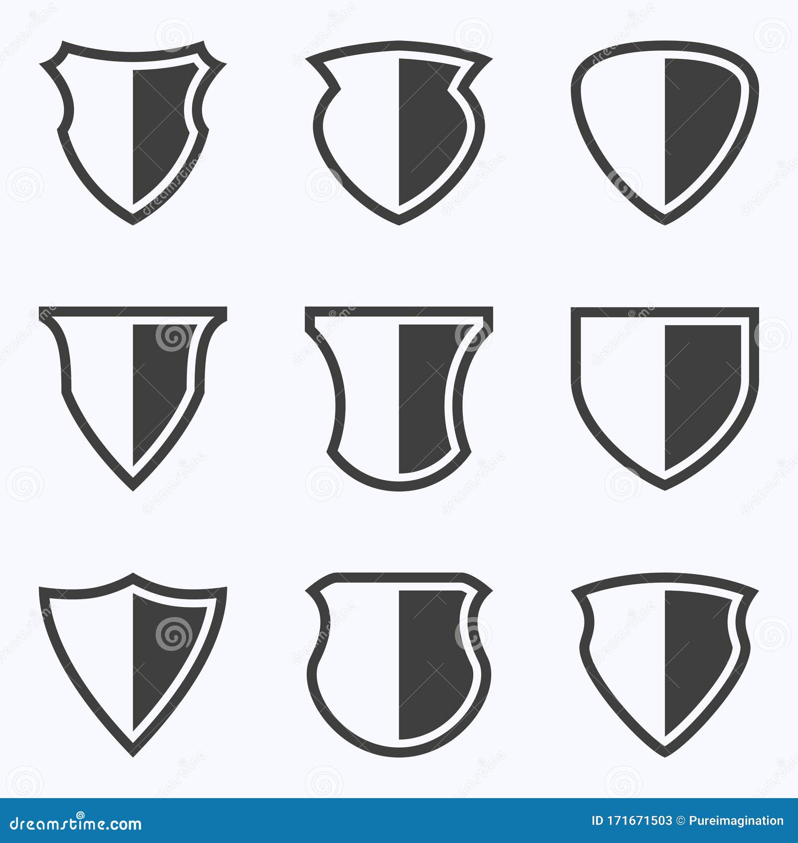 Set of Shield Icon on White Background Stock Vector - Illustration of ...