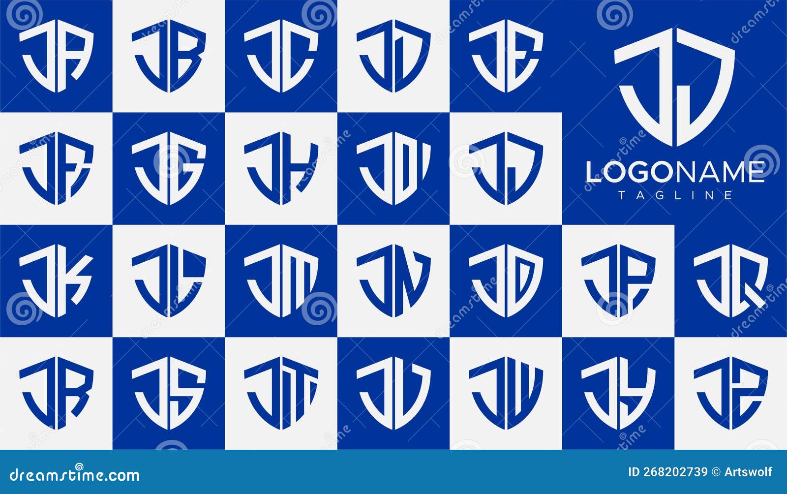 Set of Shield J Letter Logo Design Vector. Simple Security J Logo ...