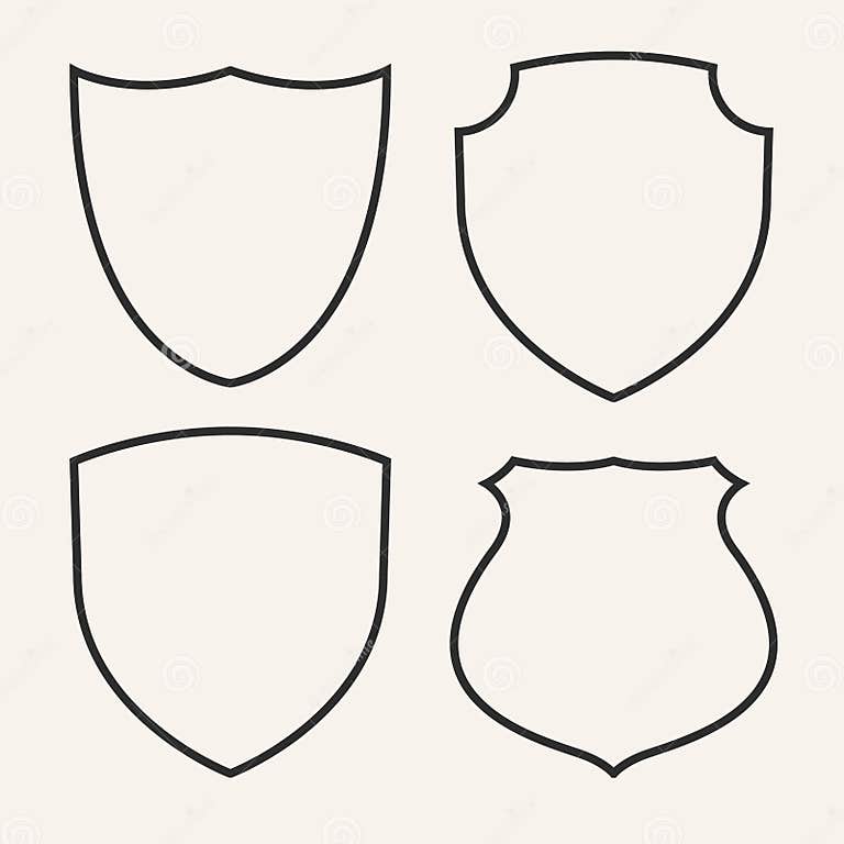 Set Shield Line Art Logo Vector Design Bundle Stock Vector ...