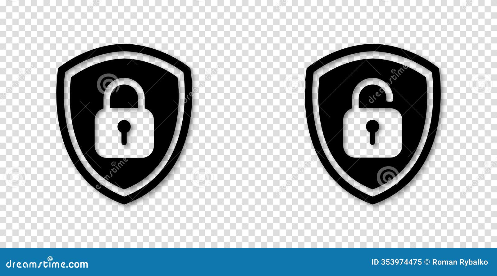 Set of Shield Lock and Unlock Icon. Symbol Padlock Stock Vector ...