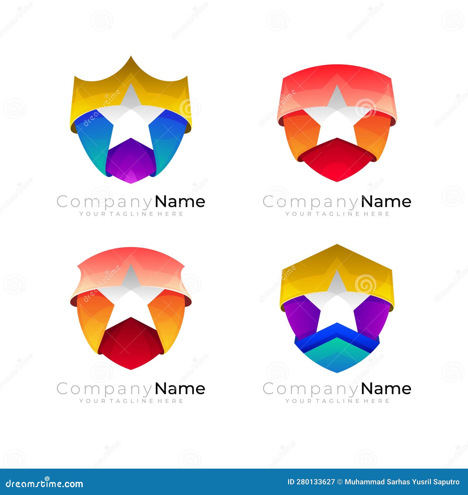 Set Shield Logo with Star Design Illustration, Security Logos Stock ...