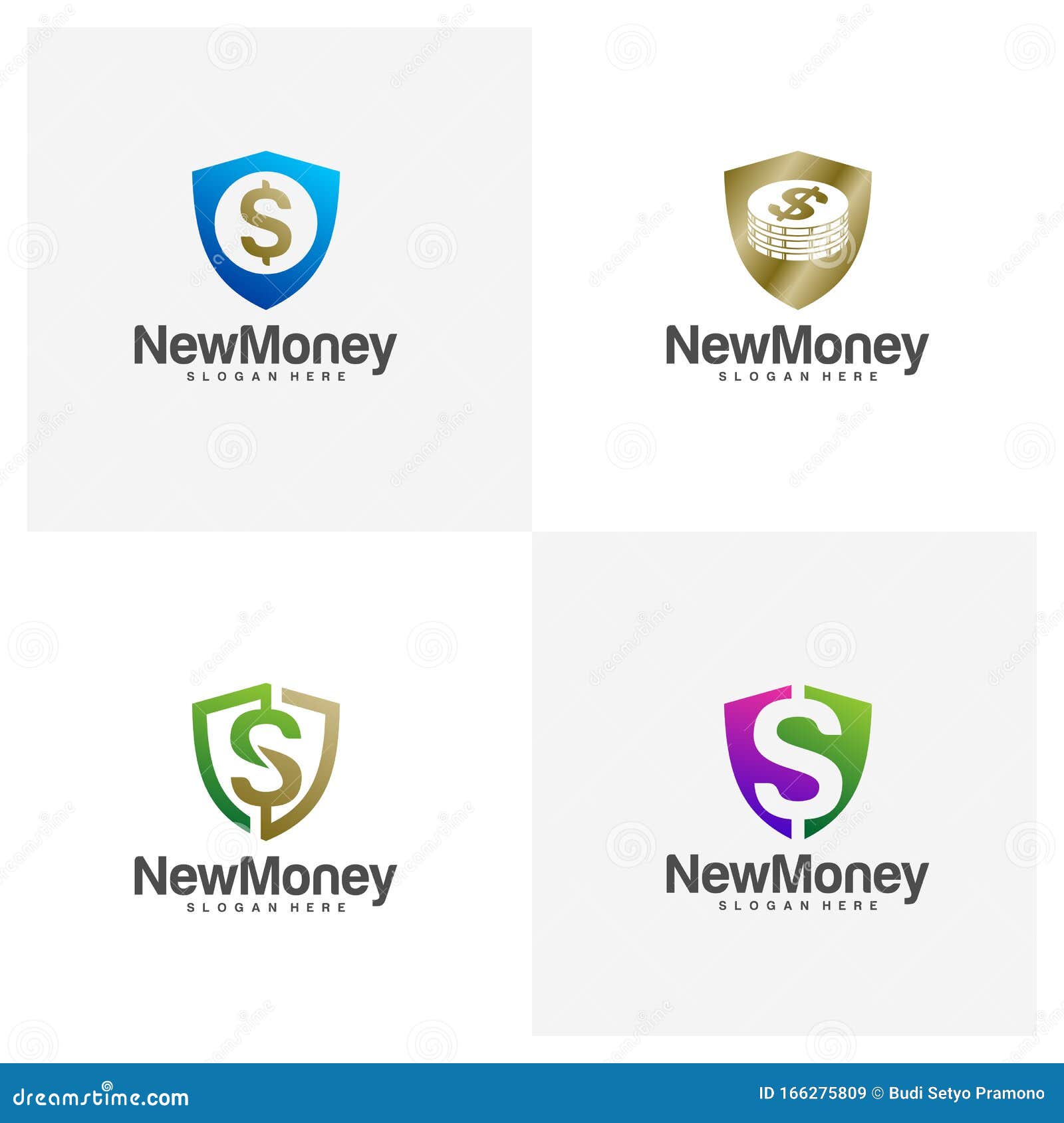 Set of Shield Money Logo Design Concept Vector, Simple Money Shield ...