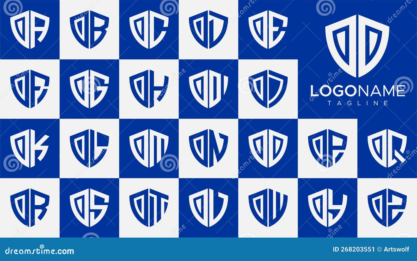 Set of Shield O Letter Logo Design Vector. Simple Security O Logo ...