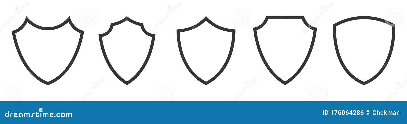 Set of Shield Outline Icons. Vector Shields Stock Illustration ...