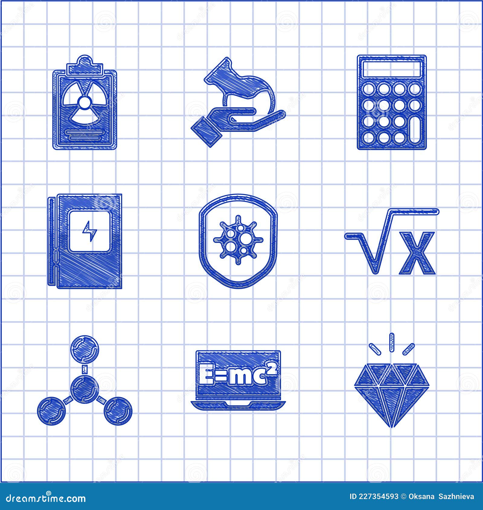 Set Shield Protecting from Virus, Equation Solution, Diamond, Square ...