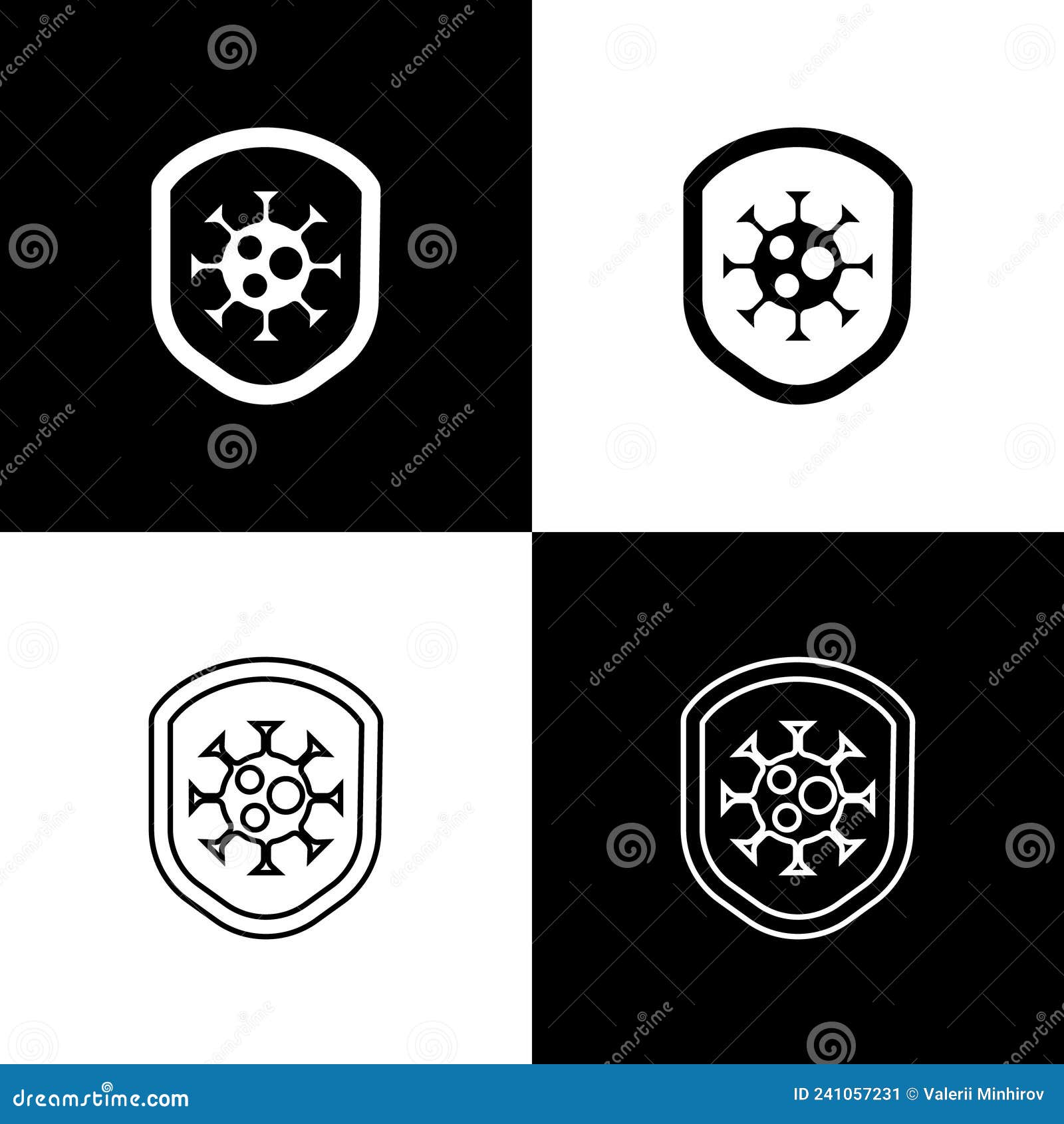 Set Shield Protecting from Virus, Germs and Bacteria Icon Isolated on ...