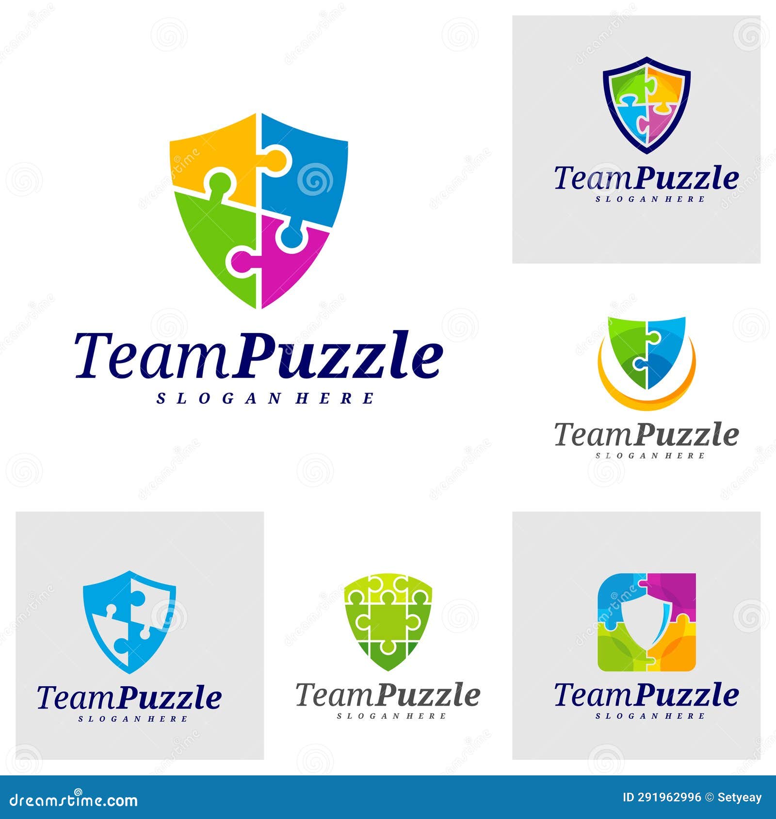 Set of Shield Puzzle Logo Design Vector Template, Vector Label of ...