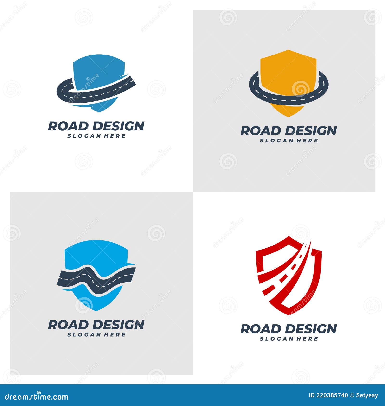 Set of Shield Road Logo Vector Template, Creative Road Logo Design ...