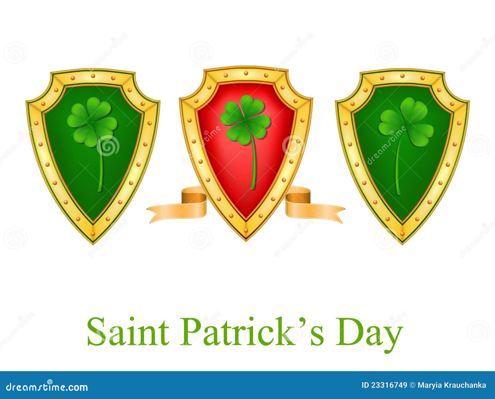 Set of shields with clover stock illustration. Illustration of label ...