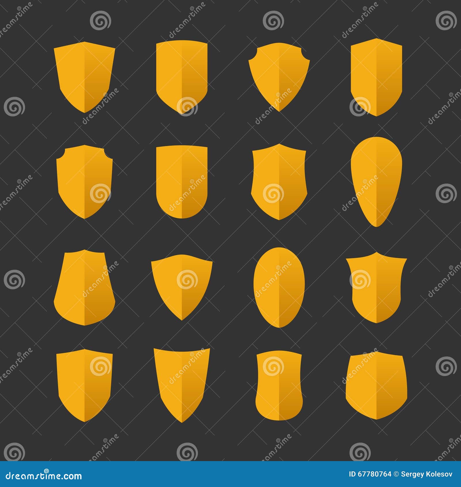 Set Of Shields In Flat Design Style Vector Illustration | CartoonDealer ...