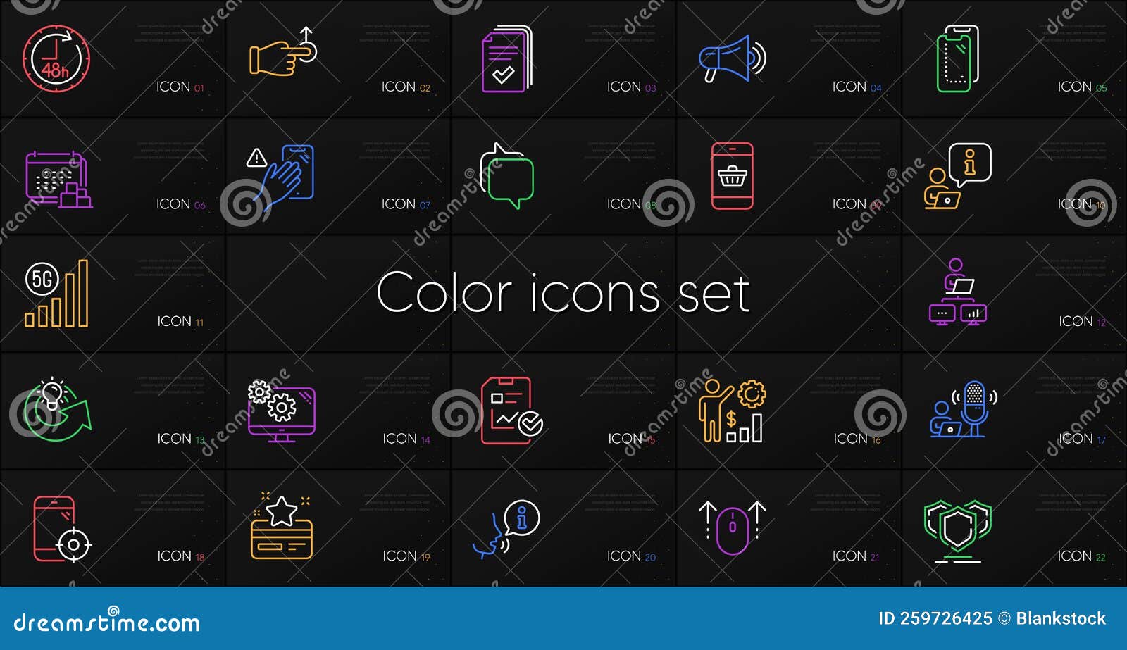 Set Of Shields, Handout And Report Checklist Line Icons. For Design ...