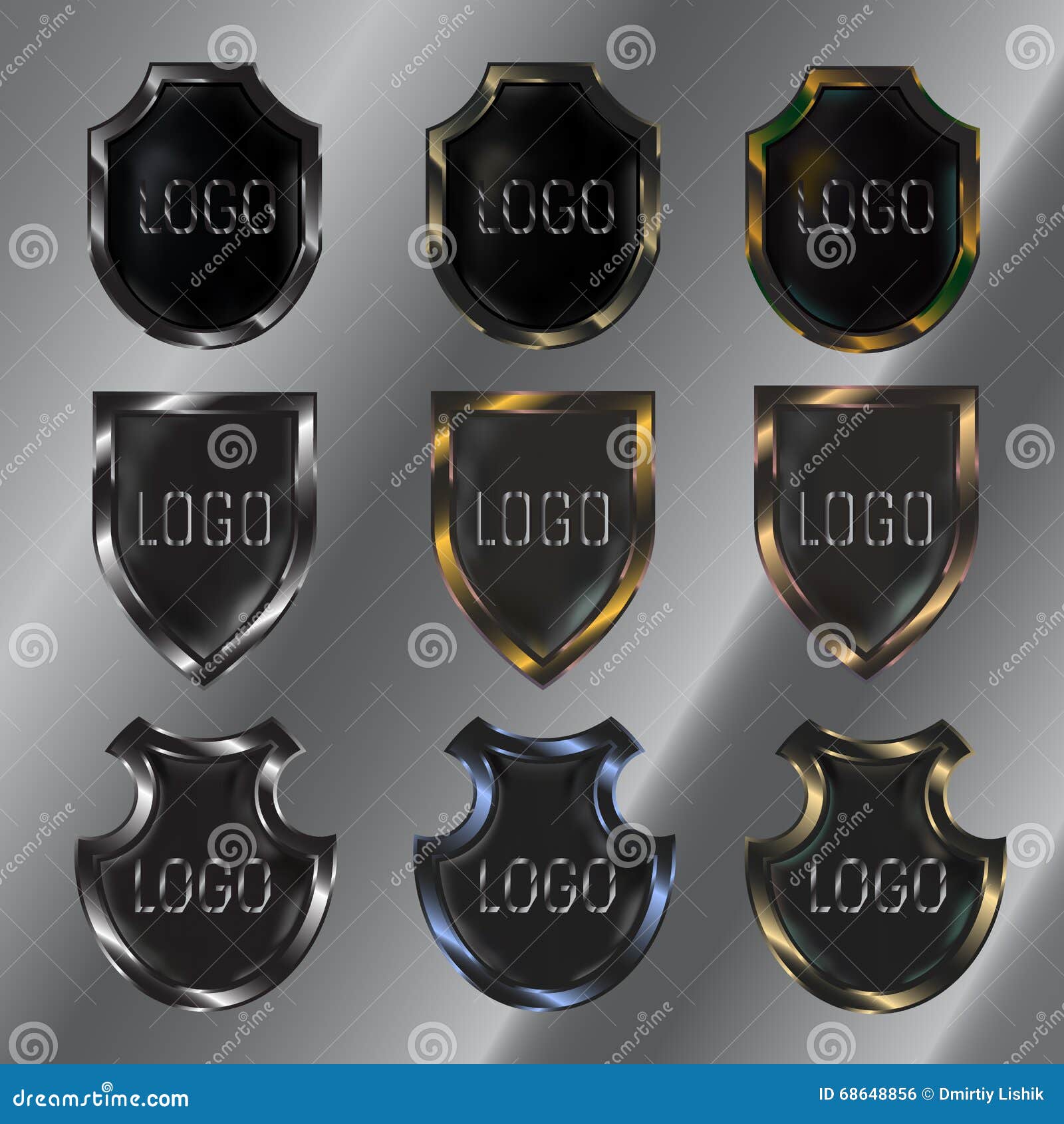 Set of shields stock vector. Illustration of blank, glossy - 68648856