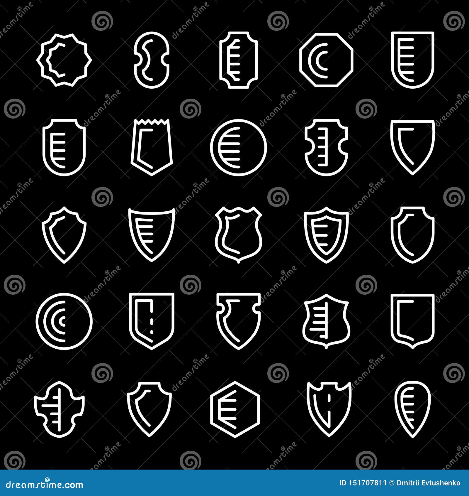 Set Shields Icons Vector Isolated On White Background Stock Vector