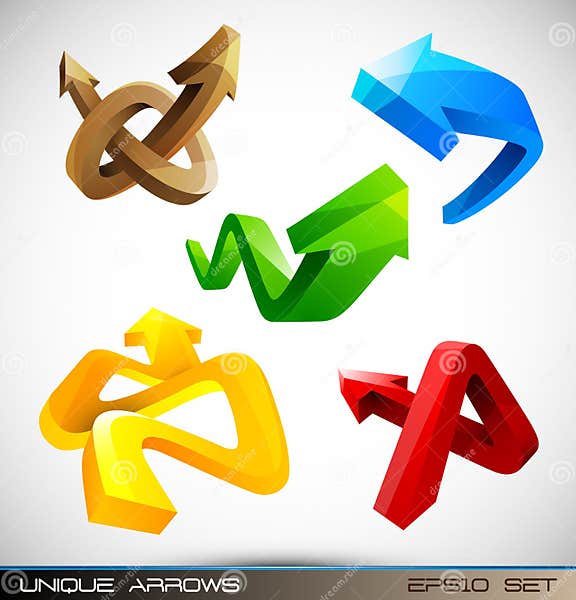 Set of Shiny 3D Arrows stock vector. Illustration of colorful - 16376878