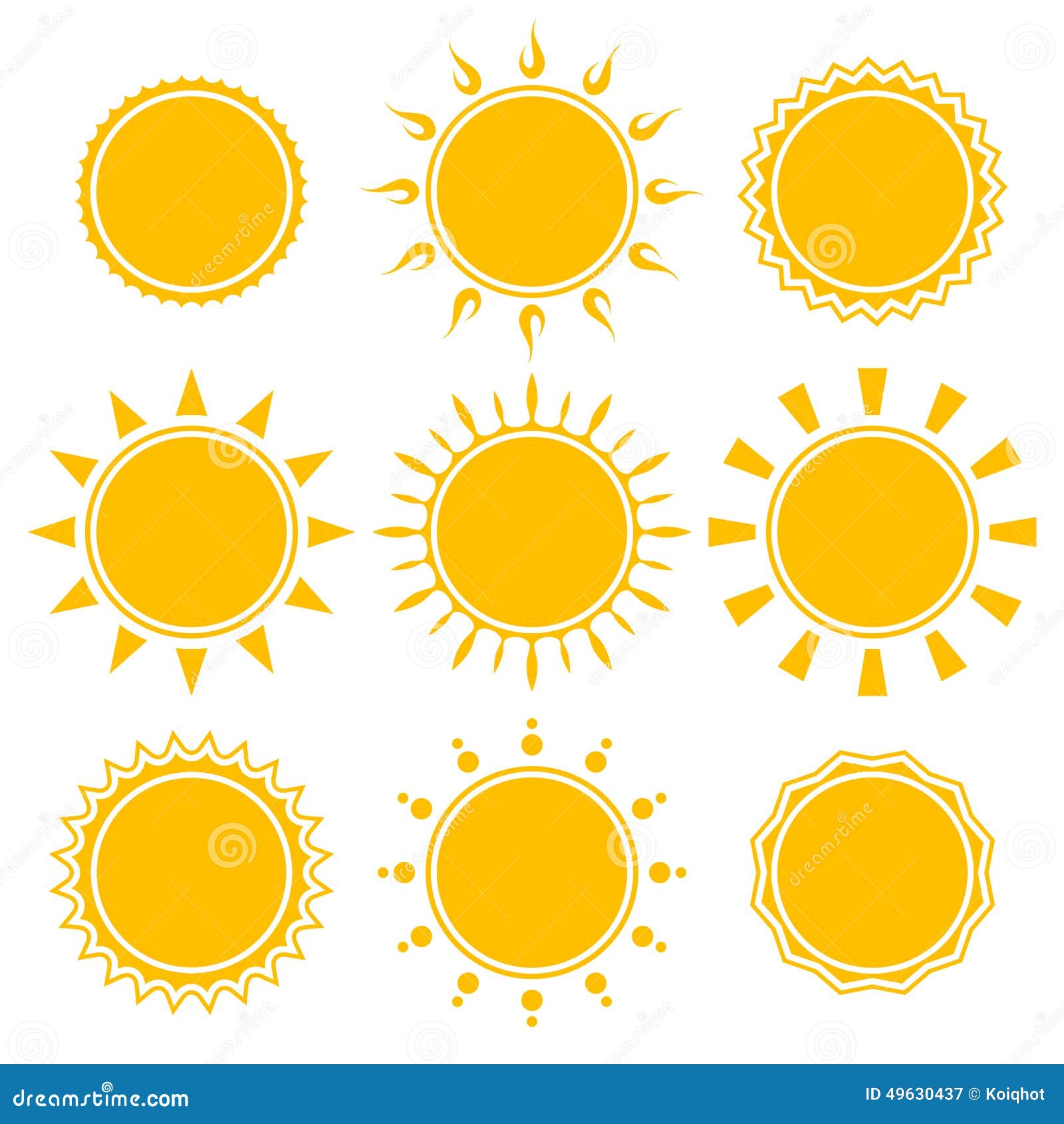 Set of Shiny Bright Yellow Sun Stock Vector - Illustration of beautiful ...