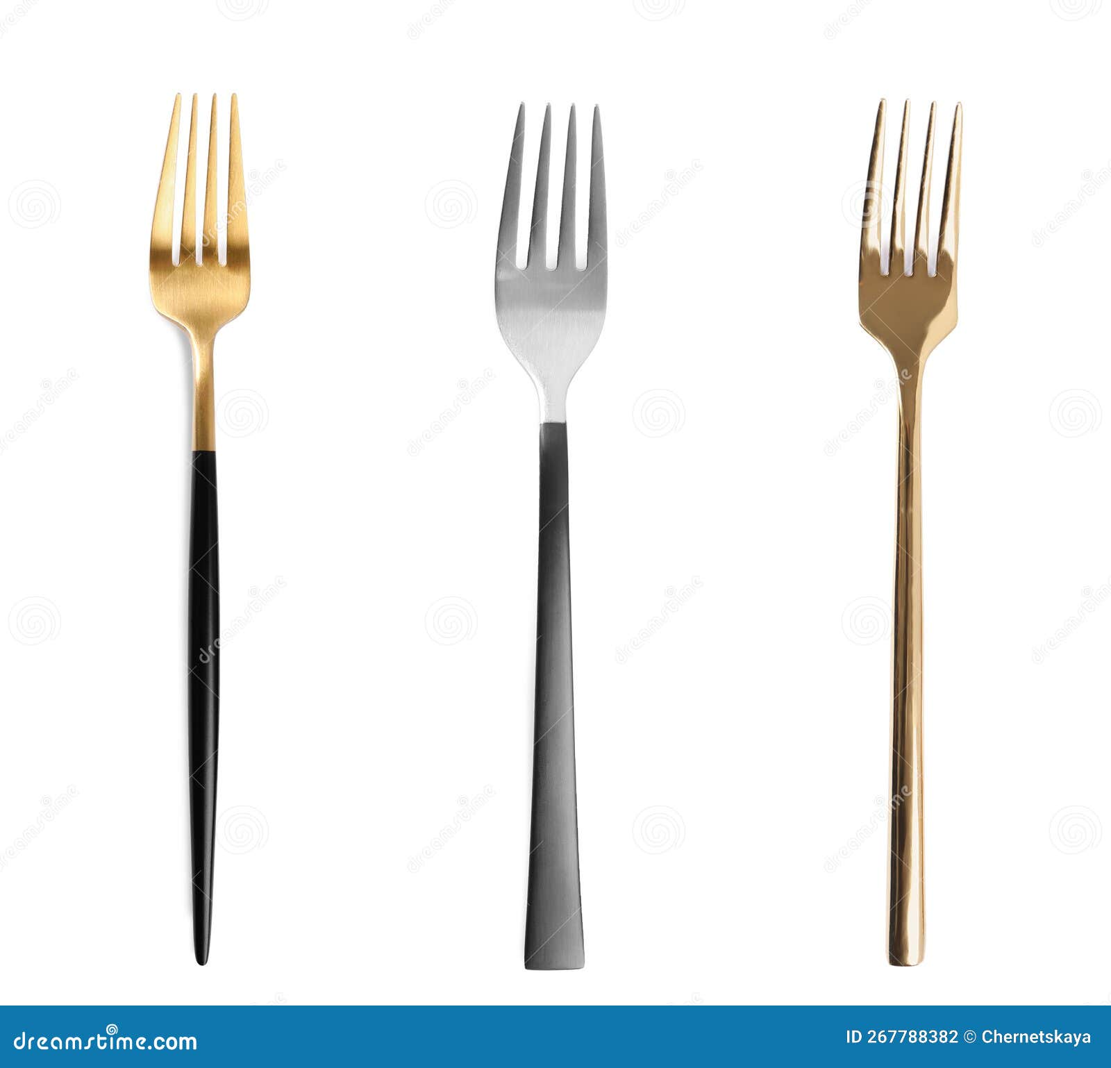 Set of Shiny Forks on White Background Stock Photo - Image of meal ...