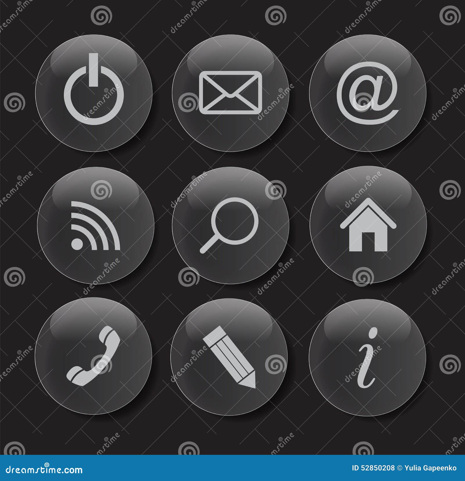 Set of Shiny Glass Web Buttons Vector Illustration Stock Vector ...