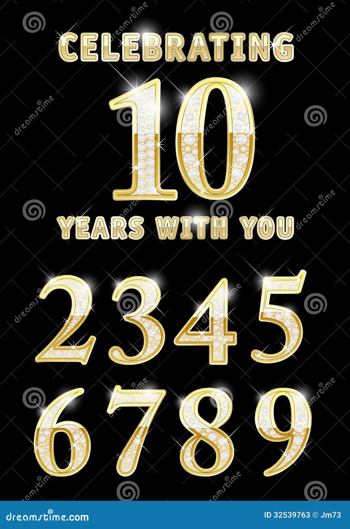Set Of Shiny Golden Numbers Cartoon Vector | CartoonDealer.com #32539763