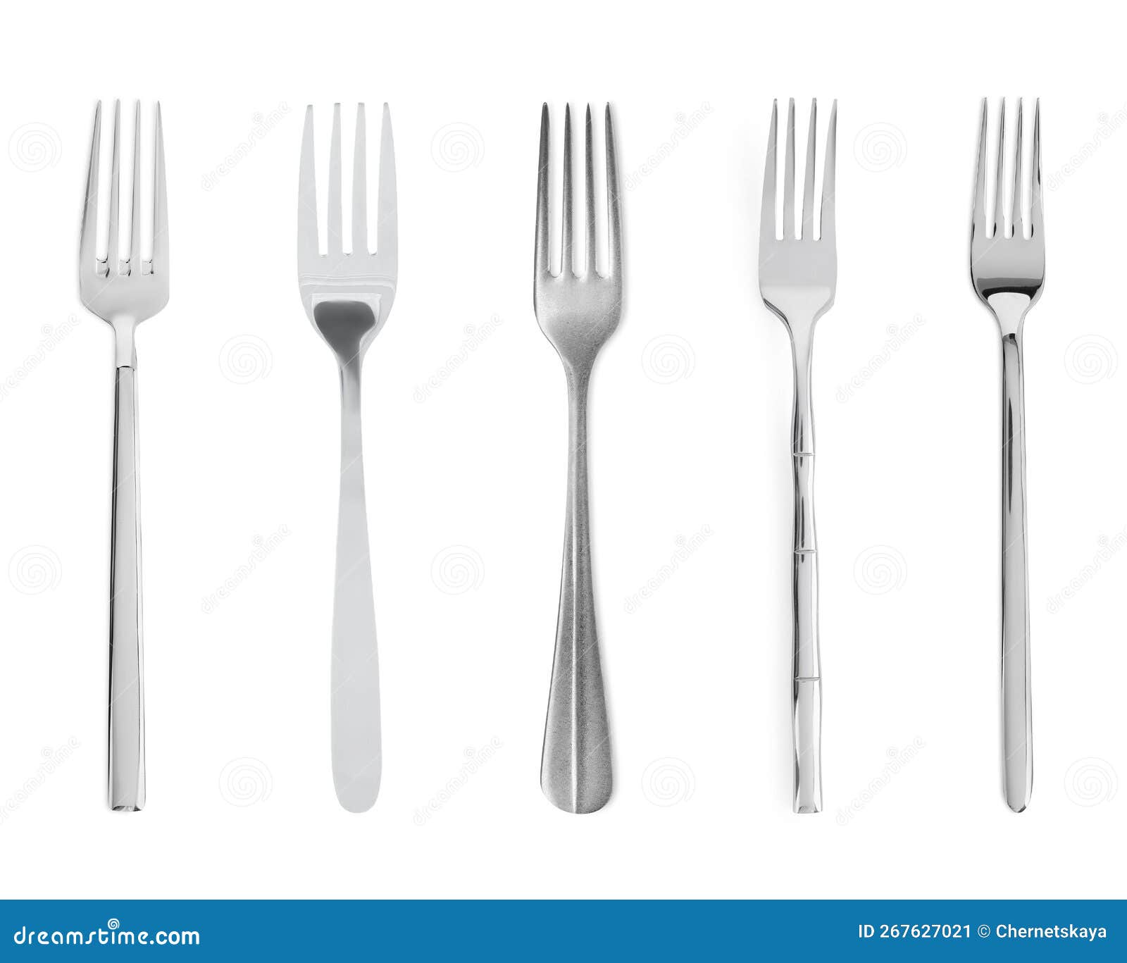 Set of Shiny Metal Forks on White Background Stock Image - Image of ...