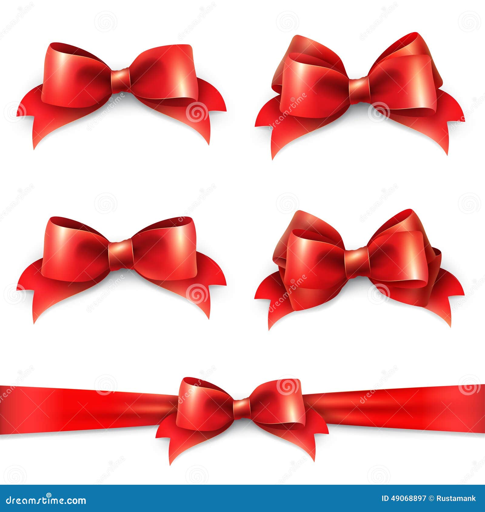Set of shiny red ribbons stock vector. Illustration of bows - 49068897