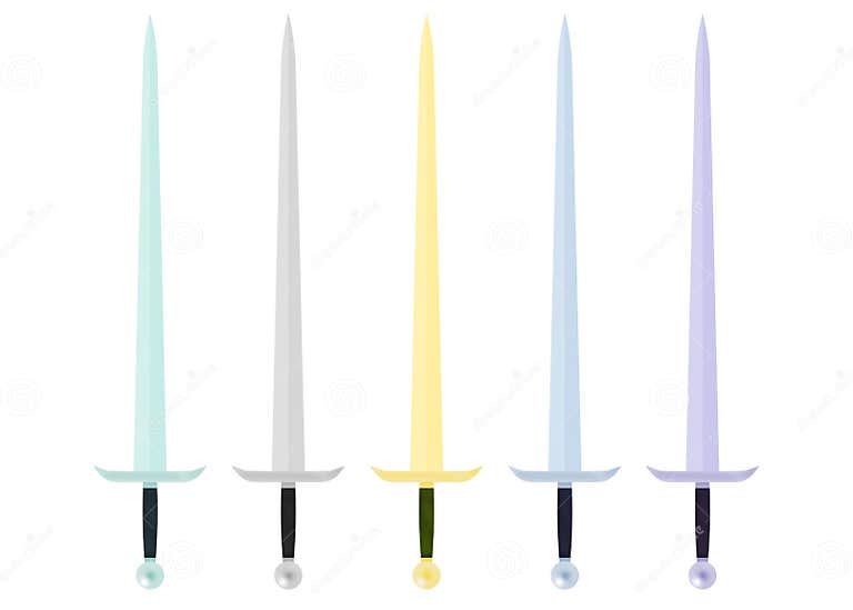 A Set of Shiny and Sharp Medieval Knight Swords Stock Image ...