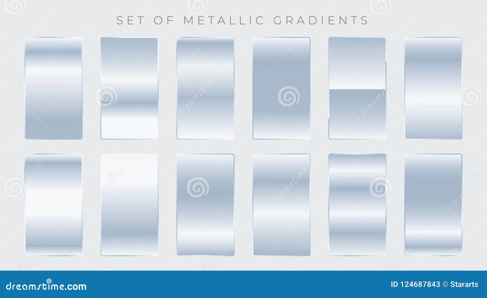 Set of Shiny Silver Gradients Stock Vector - Illustration of premium ...