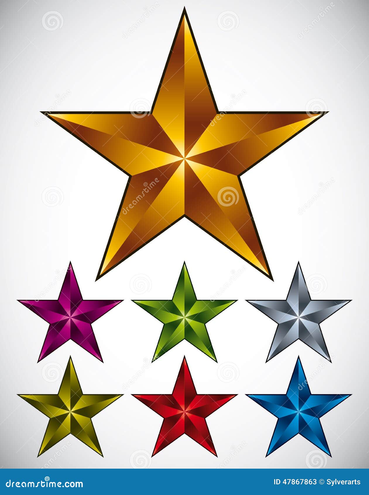 Set of shiny star icons. stock vector. Illustration of pentagram - 47867863