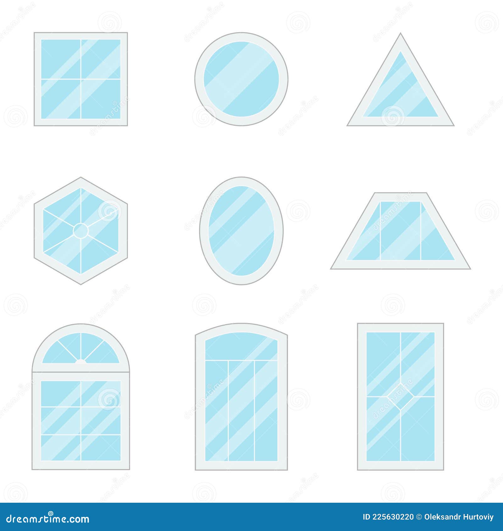 Set of Shiny Windows Icon. Template Design of Architectural Interior ...