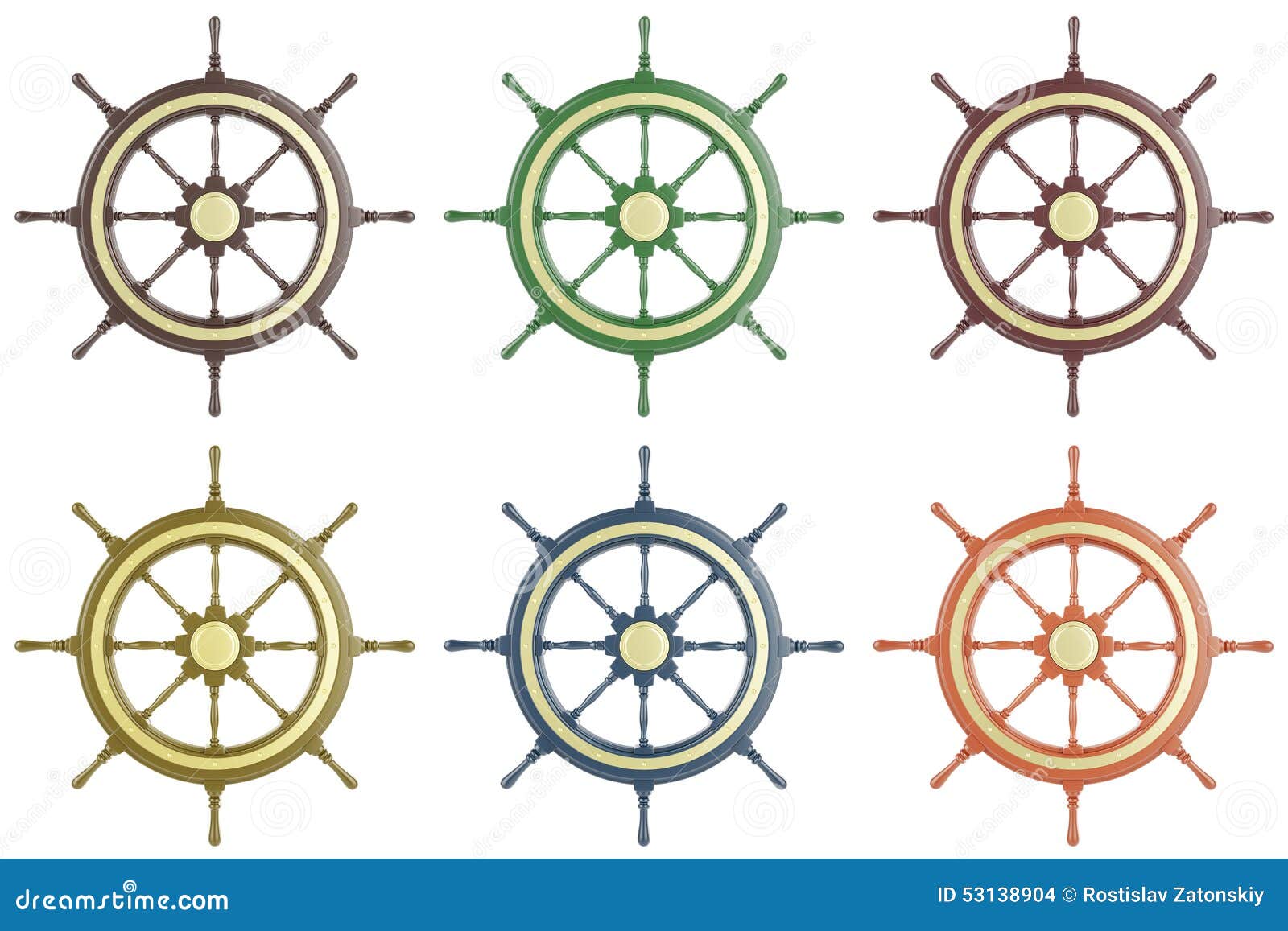 Set ship wheel stock illustration. Illustration of navigate - 53138904