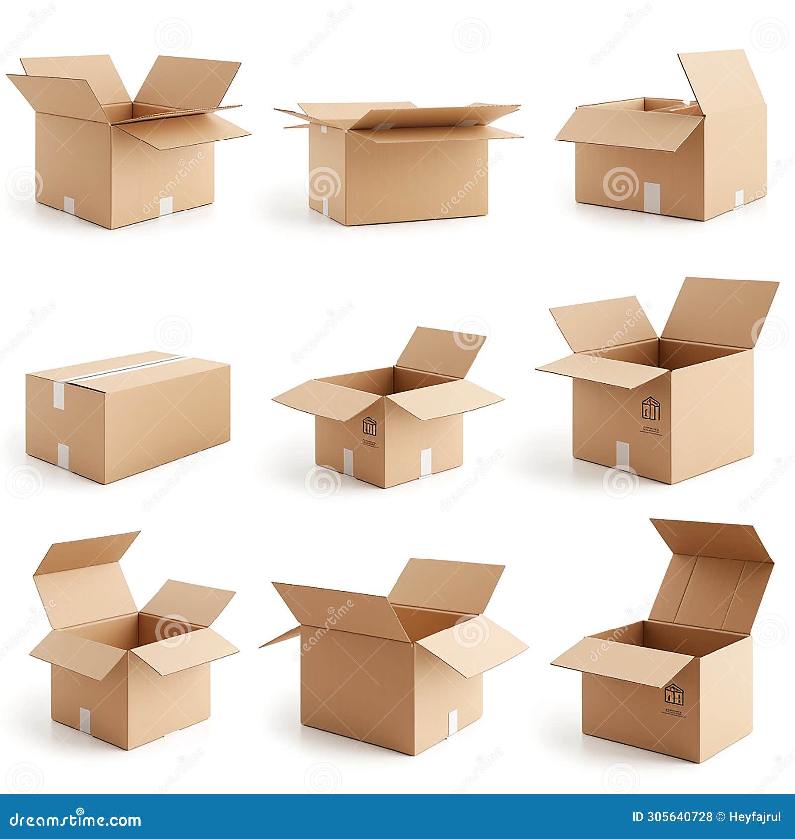 Set of Shipment Cargo or Parcel Package Cardboard Boxes for Home ...