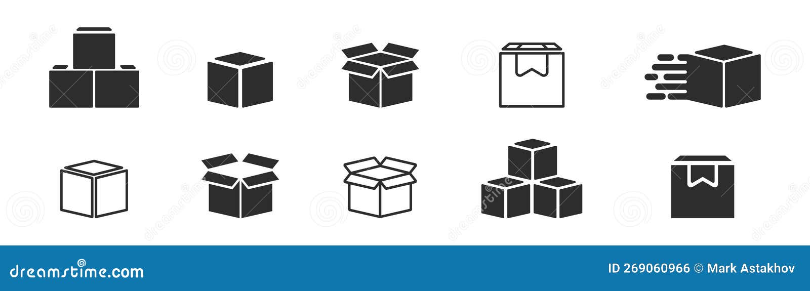 Set of Shipping Boxes Icon. Box Icons. Packaging Boxes. Express Box ...