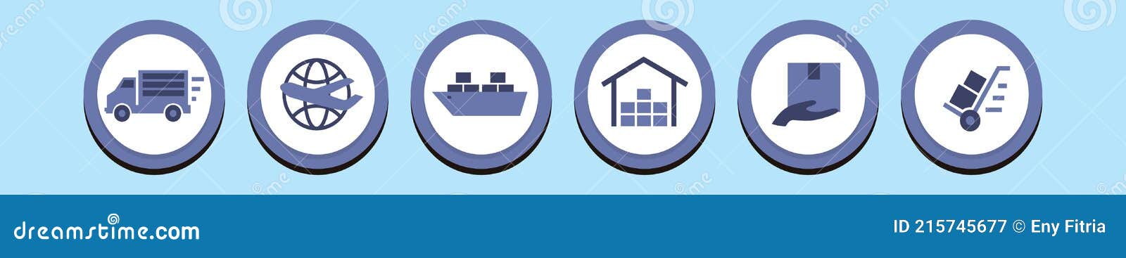 Set of Shipping Cartoon Icon Design Template with Various Models ...