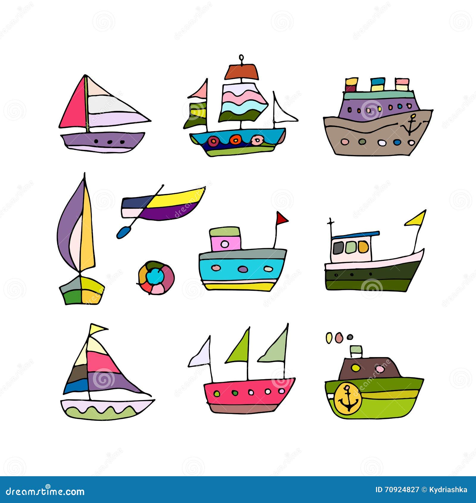 Set of Ships, Sketch for Your Design Stock Vector - Illustration of ...