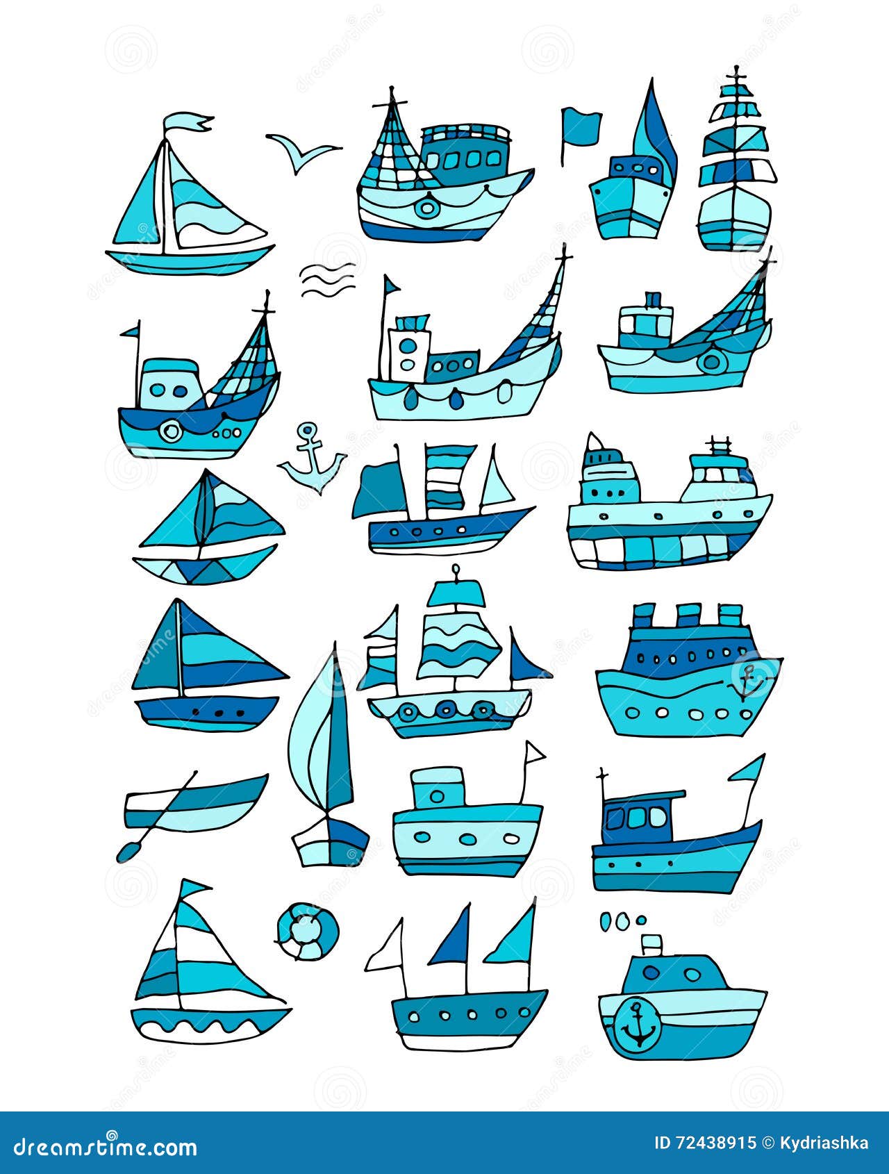 Set of Ships, Sketch for Your Design Stock Vector - Illustration of ...