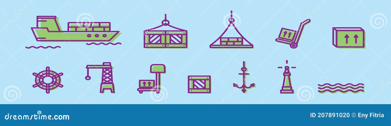 Set Shipyard Of Cartoon Icon Design Template With Various Models ...