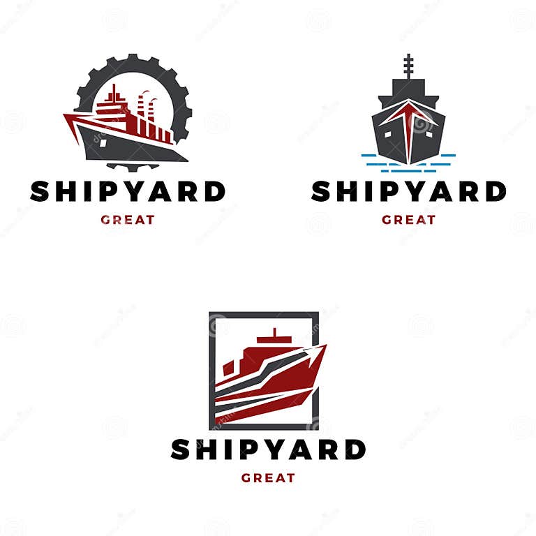 Set of Shipyard Icon Logo Design Template Stock Vector - Illustration ...