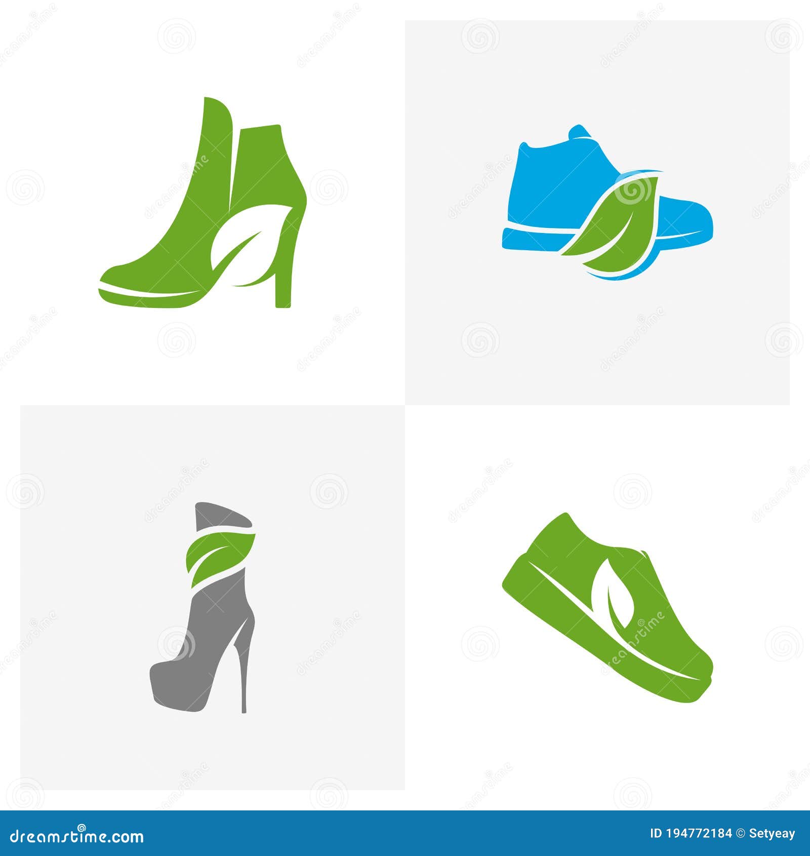 Set of Shoes with Leaf Logo Design Concept Vector Template, Icon Symbol ...