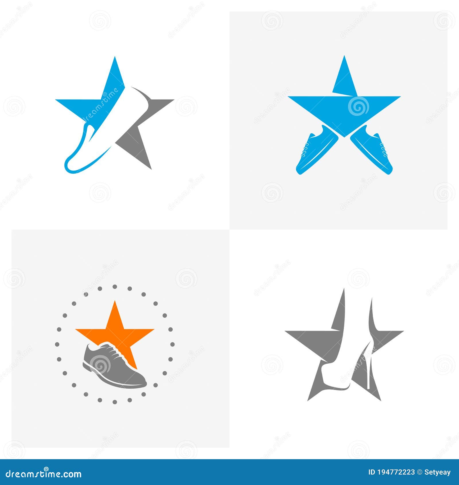 Set of Shoes with Star Logo Design Concept Vector Template, Icon Symbol ...