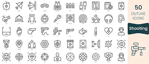 Set of Shooting Icons. Thin Linear Style Icons Pack Stock Vector ...