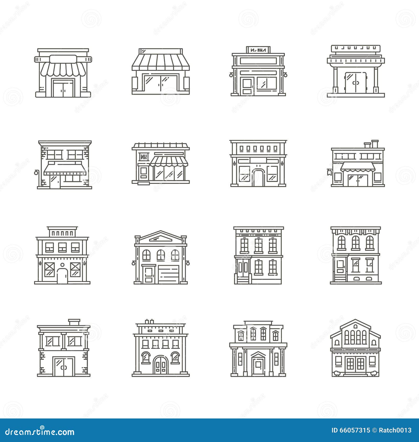 Set of Shop Building Icon Set Stock Vector - Illustration of business ...