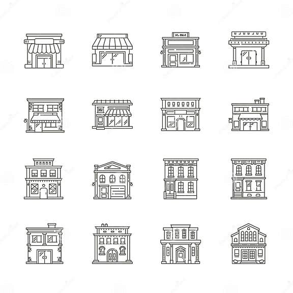 Set of Shop Building Icon Set Stock Vector - Illustration of business ...