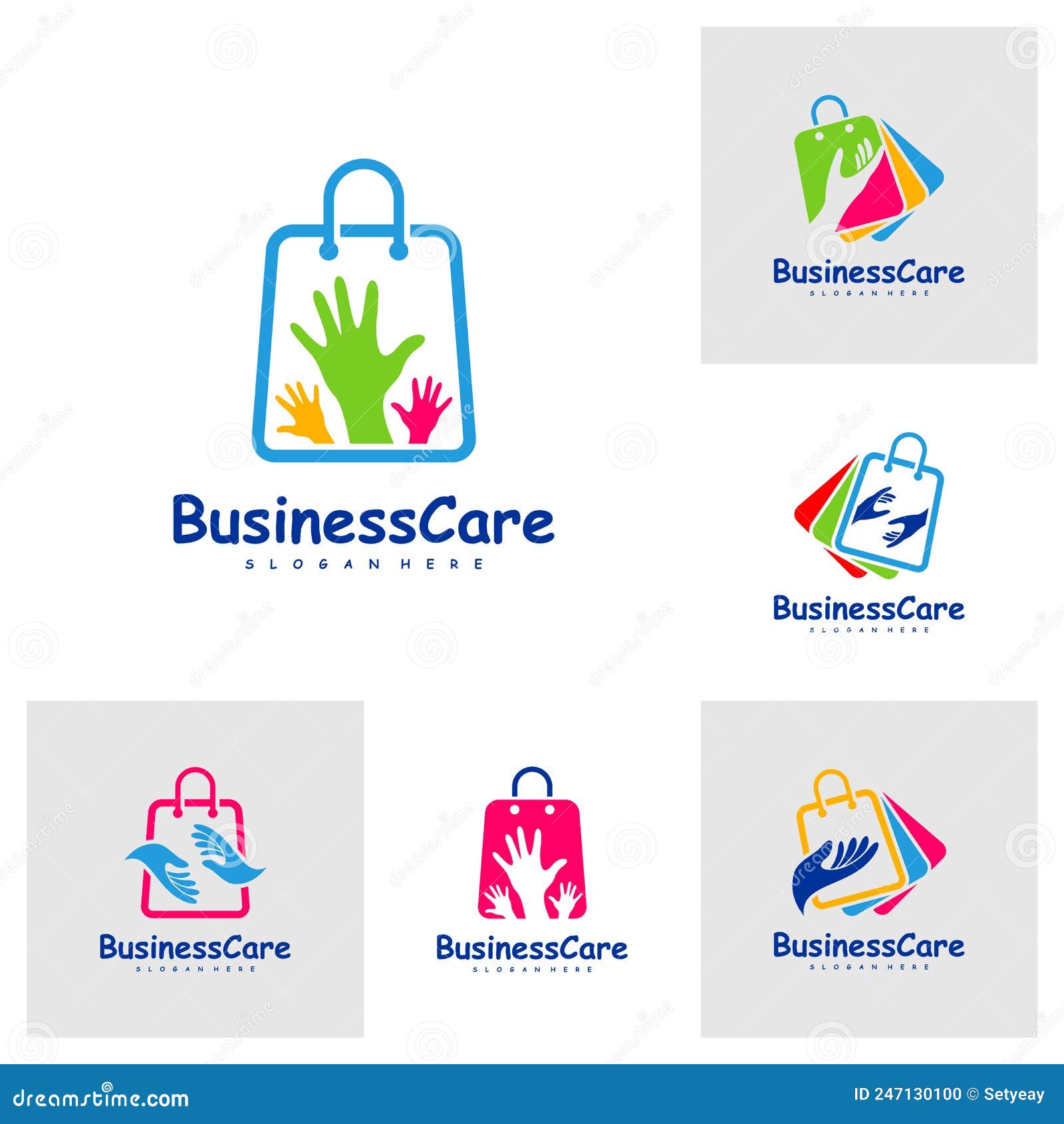 Set of Shop Care Logo Design Vector. Icon Symbol Stock Illustration ...