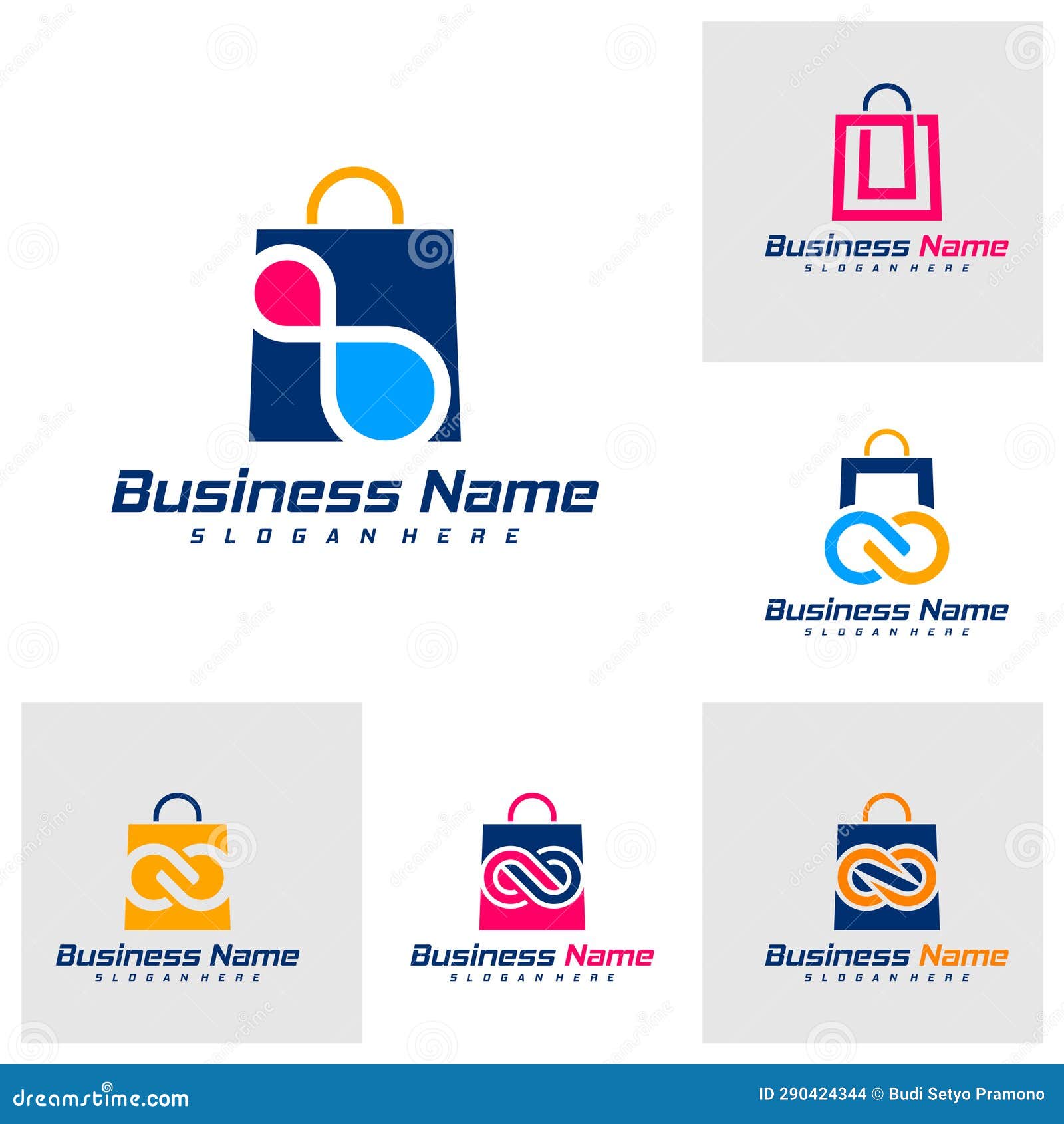 Set of Shop Infinity Logo Design Vector. Nolimit Shop Logo Design ...