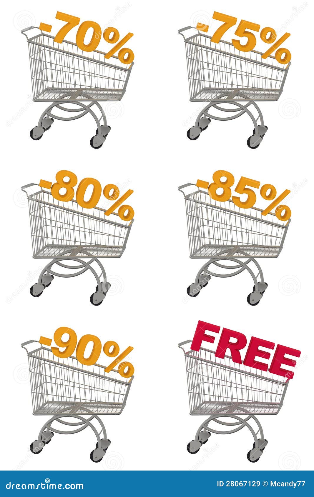 Set of Shopping Cart with Discount. Stock Illustration - Illustration ...