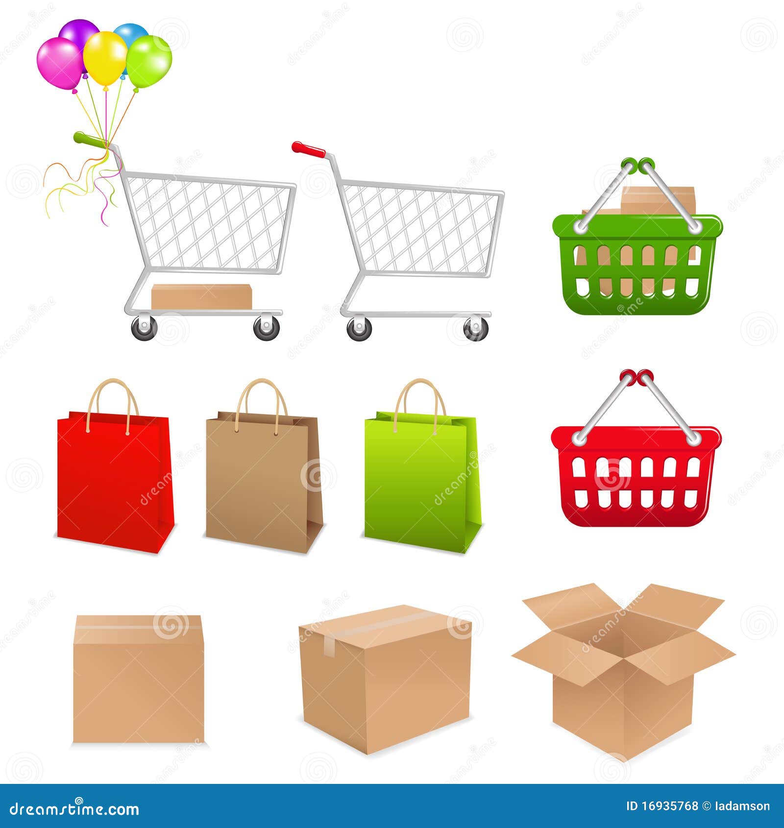 Set Shopping of Elements. Vector Stock Vector - Illustration of buying ...