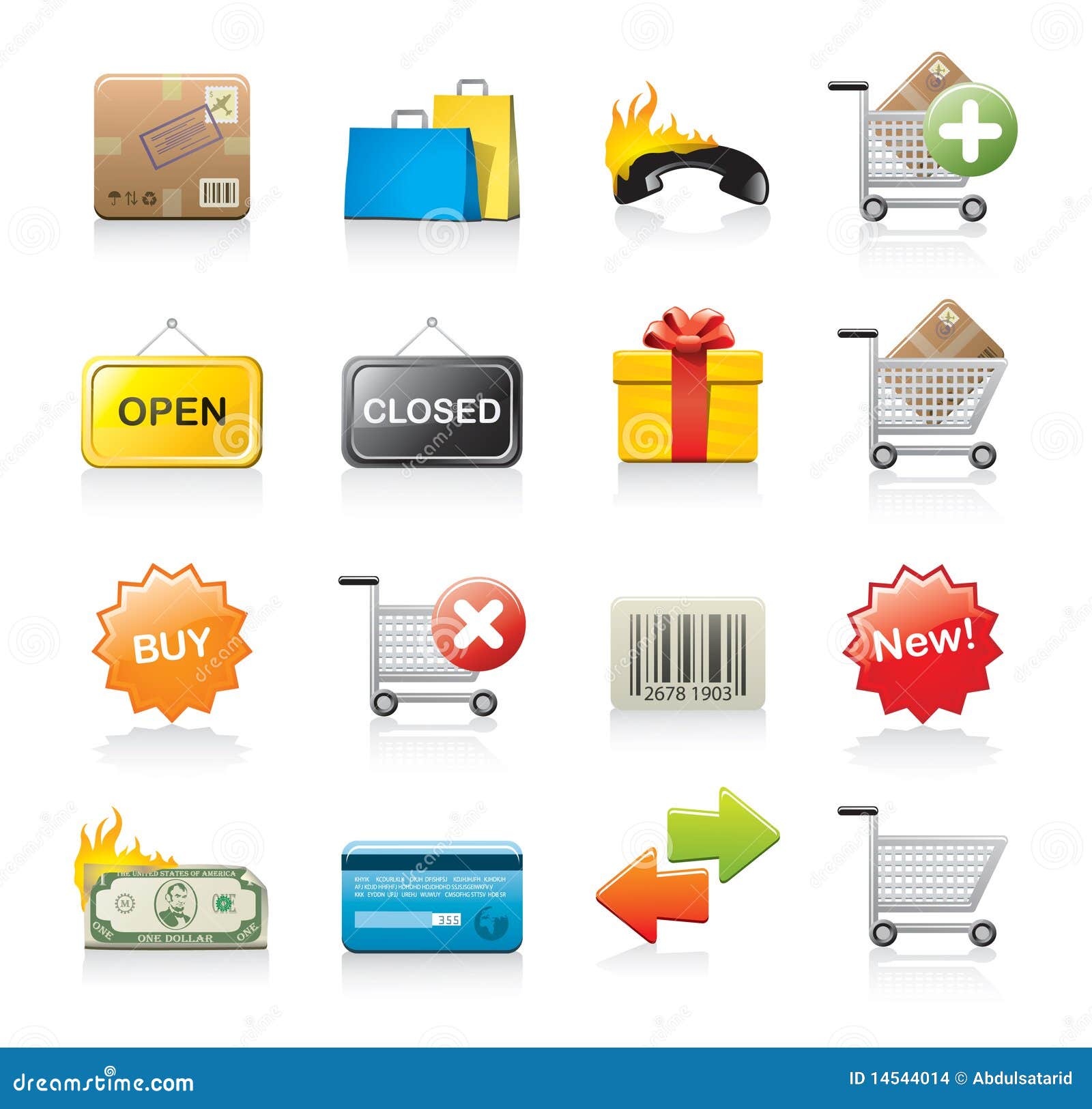 Set of shopping icons stock vector. Illustration of purchase - 14544014