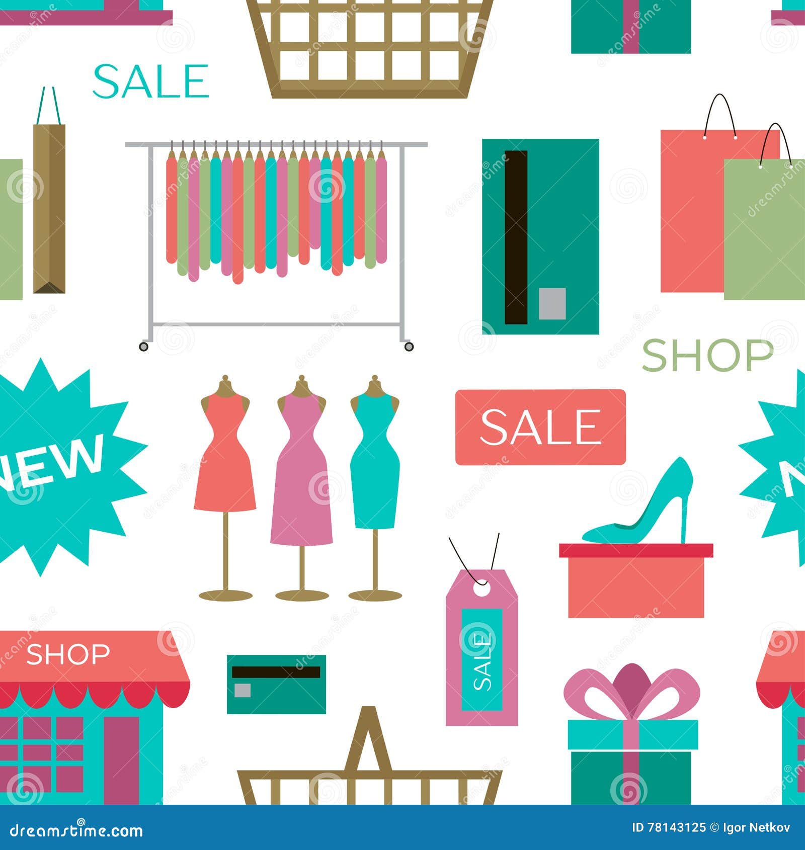 Set of Shopping Icons Pattern Stock Vector - Illustration of online ...
